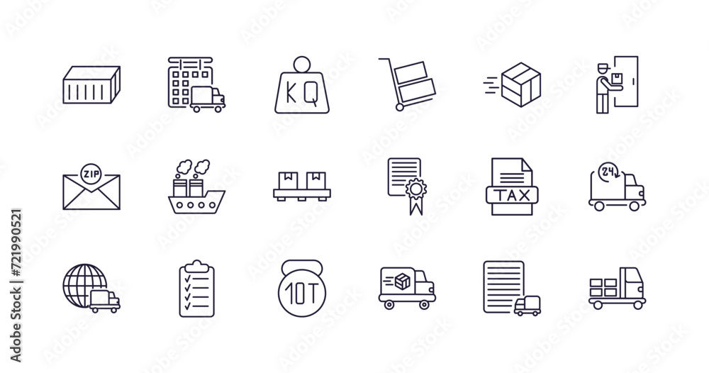 editable outline icons set. thin line icons from delivery and logistic ...