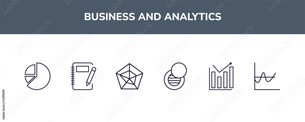 editable outline icons set. thin line icons from business and analytics collection. linear icons ...
