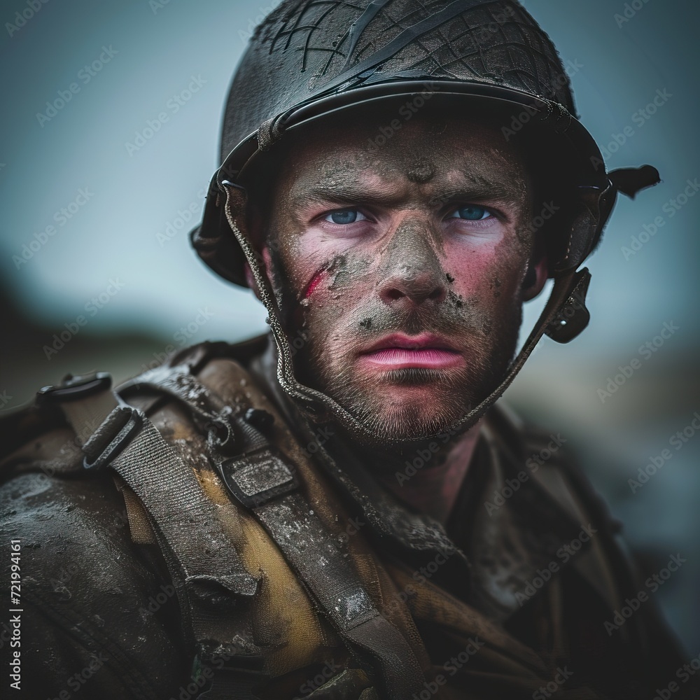 Charismatic French soldier on the beaches of Normandy during the ...