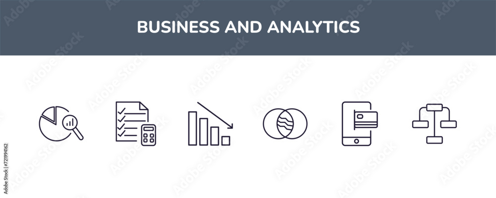 editable outline icons set. thin line icons from business and analytics collection. linear icons ...