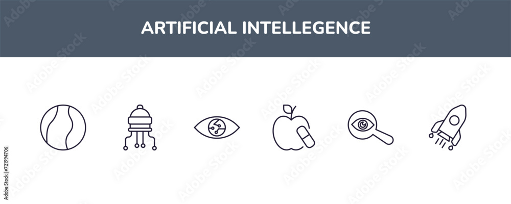 editable outline icons set. thin line icons from artificial ...