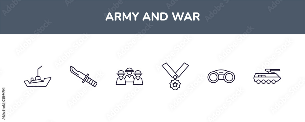 Vecteur Stock editable outline icons set. thin line icons from army and ...
