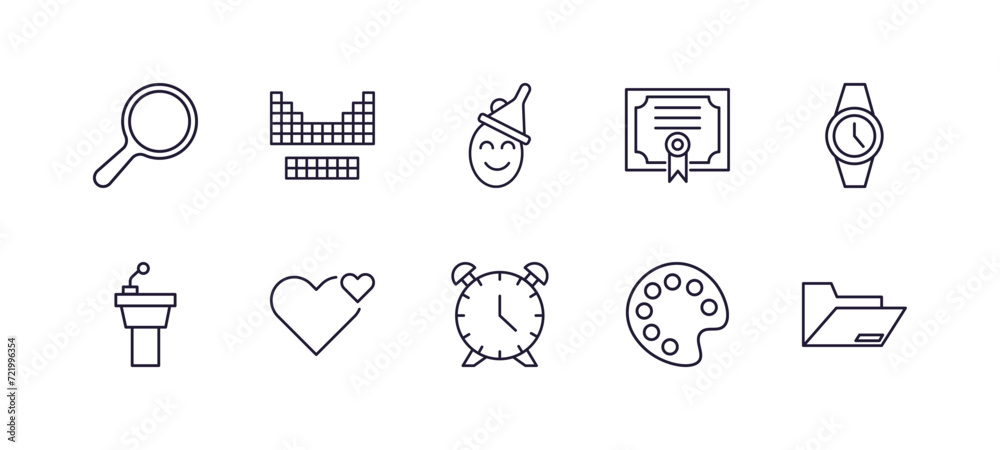editable outline icons set. thin line icons from education collection ...