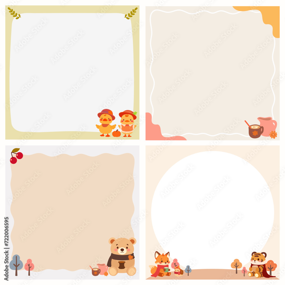 Set of Cute paper memo, note memo and sticky note with illustrations of ...