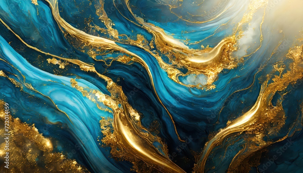 Swirl of blue gold marble abstract background, Liquid marble design ...