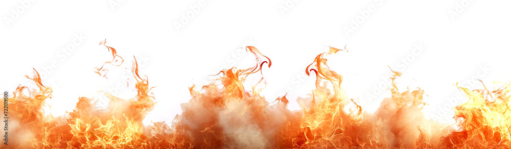 Intense, bright flames and wisps of smoke rise dramatically against a ...