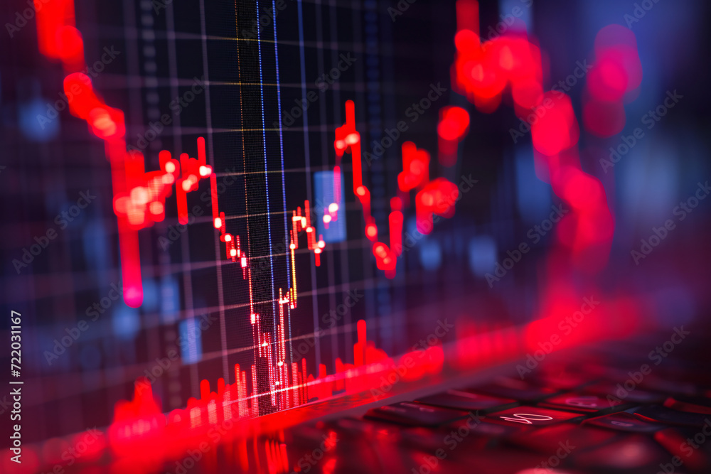 Stock market charts, market crash, bear market, red declining stock ...