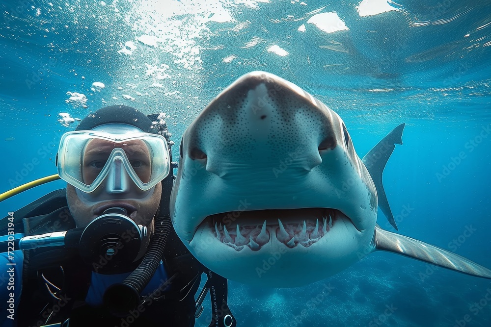 A brave marine biologist dives into the depths to study the majestic ...