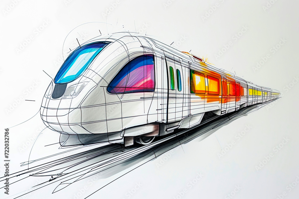 Generative AI illustration of CAD drawing high speed train design Stock ...