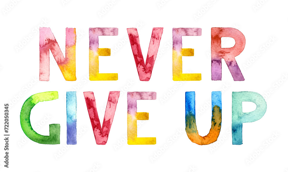 Watercolor hand drawn colorful lettering isolated background ...