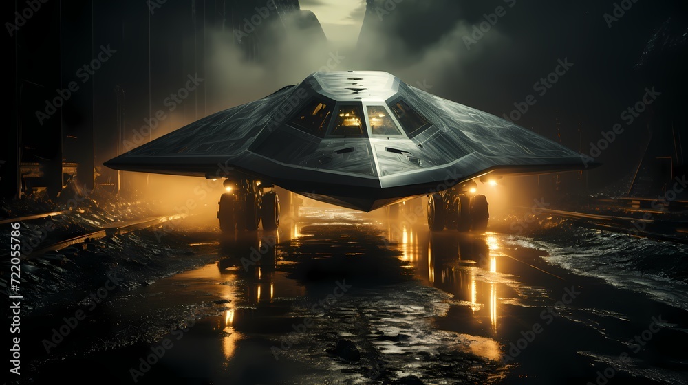 Night vision image of a stealth bomber taking off from a secret ...