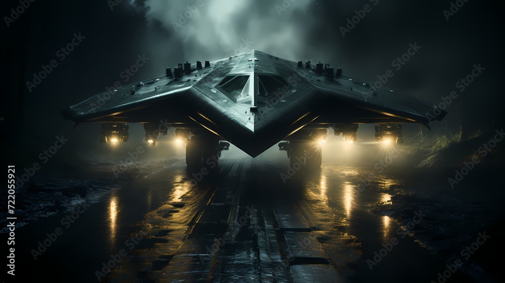 Night vision image of a stealth bomber taking off from a secret ...