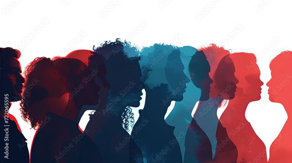A vibrant digital illustration featuring a row of diverse people's ...
