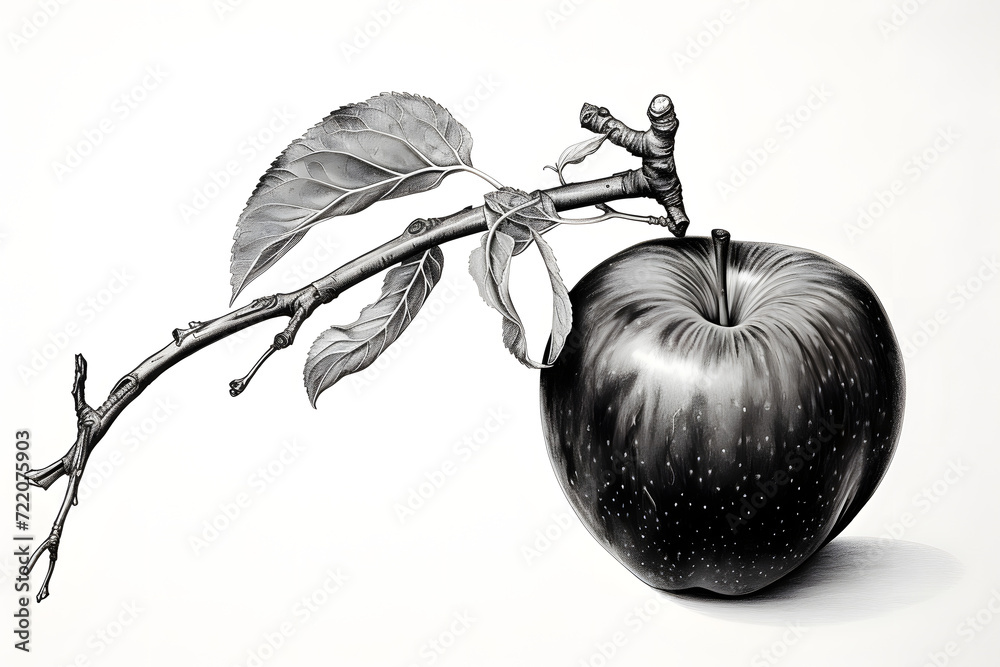 Pencil drawing of an apple, hand drawn apple, apple made by hand ...