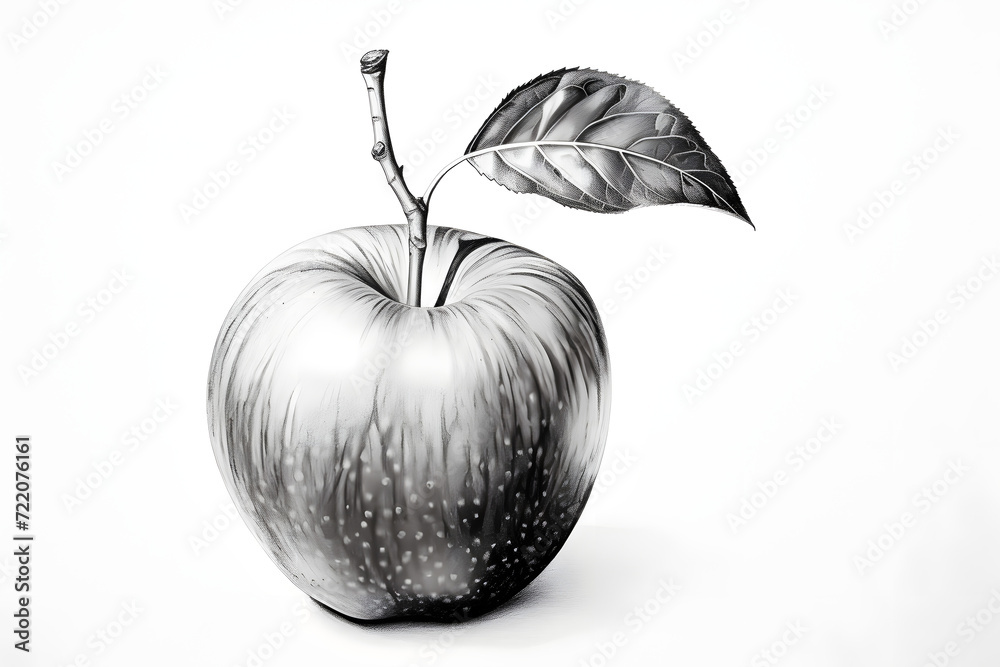 Pencil drawing of an apple, hand drawn apple, apple made by hand ...