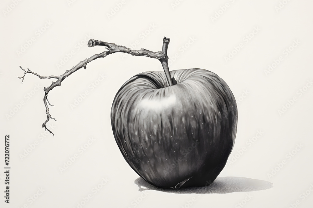 Pencil drawing of an apple, hand drawn apple, apple made by hand ...