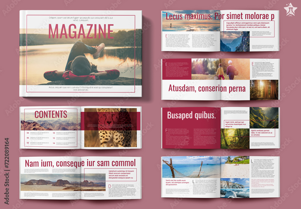 Magazine Landscape Layout Stock Template | Adobe Stock