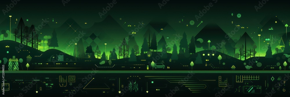 Forest green abstract technology background using tech devices and ...