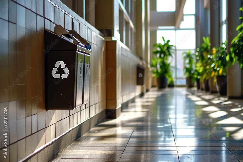 empowering photo showcasing a handsomely labeled recycling chute in a ...
