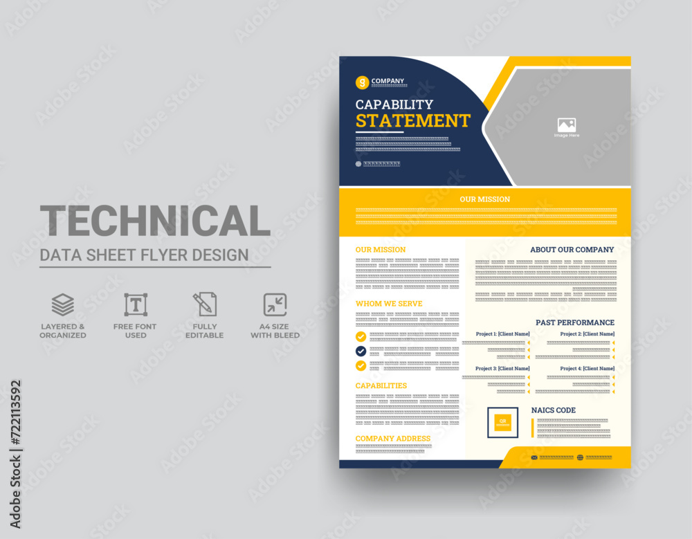 Technical Data Sheet Template Design Stock Vector | Adobe Stock