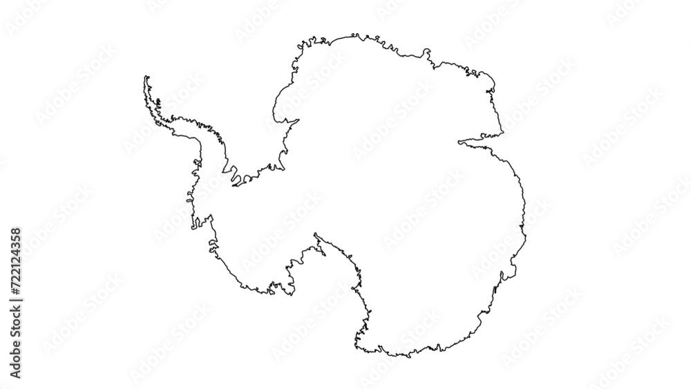 Antarctica map line drawing animation, 4k 60fps - Narration on the map ...