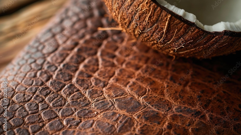 An up-close shot of Coconut Leather, showcasing its rugged, fibrous ...