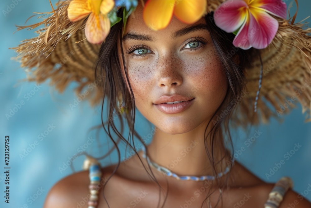 beautiful stylish hawaiian model woman, perfect skin, studio shot Stock ...