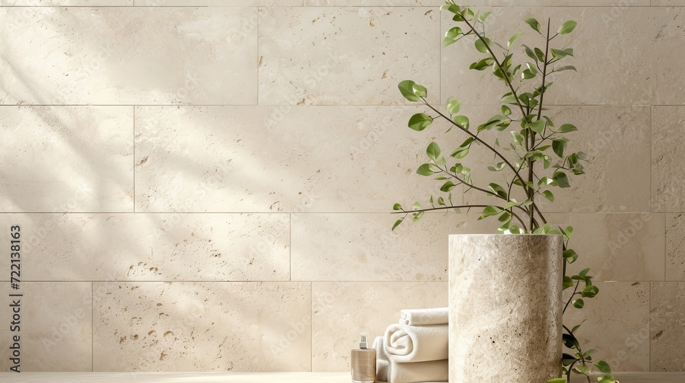 Original template for spa product presentation. Pedestal of marble ...