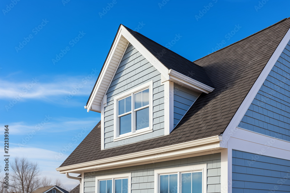 Double Hung Windows and Vinyl Siding Around, Exterior Roof of the House ...