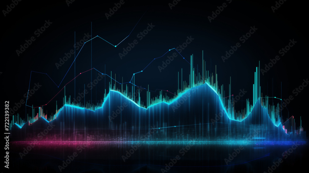 heart beat graph, sound wave background, Financial neon rising graph ...