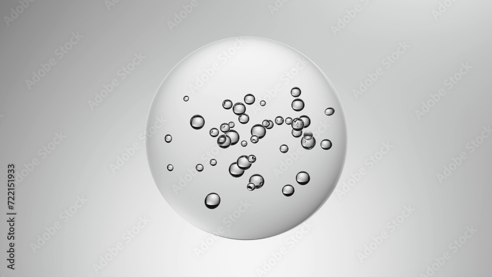 Realistic serum drops on grey surface background, illustration of 3d ...