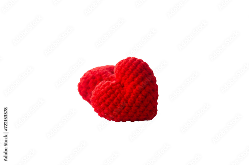 Handmade crochet knit red heart shape on transparent background ...