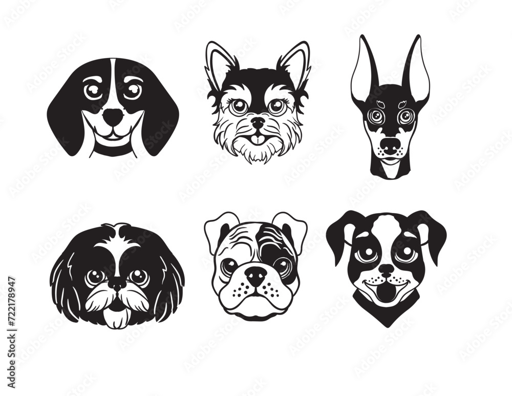 Dog head SVG bundle, Dog Breed SVG bundle, Dogface SVG, Dog head cut file, Exclusive Dog, vector ...