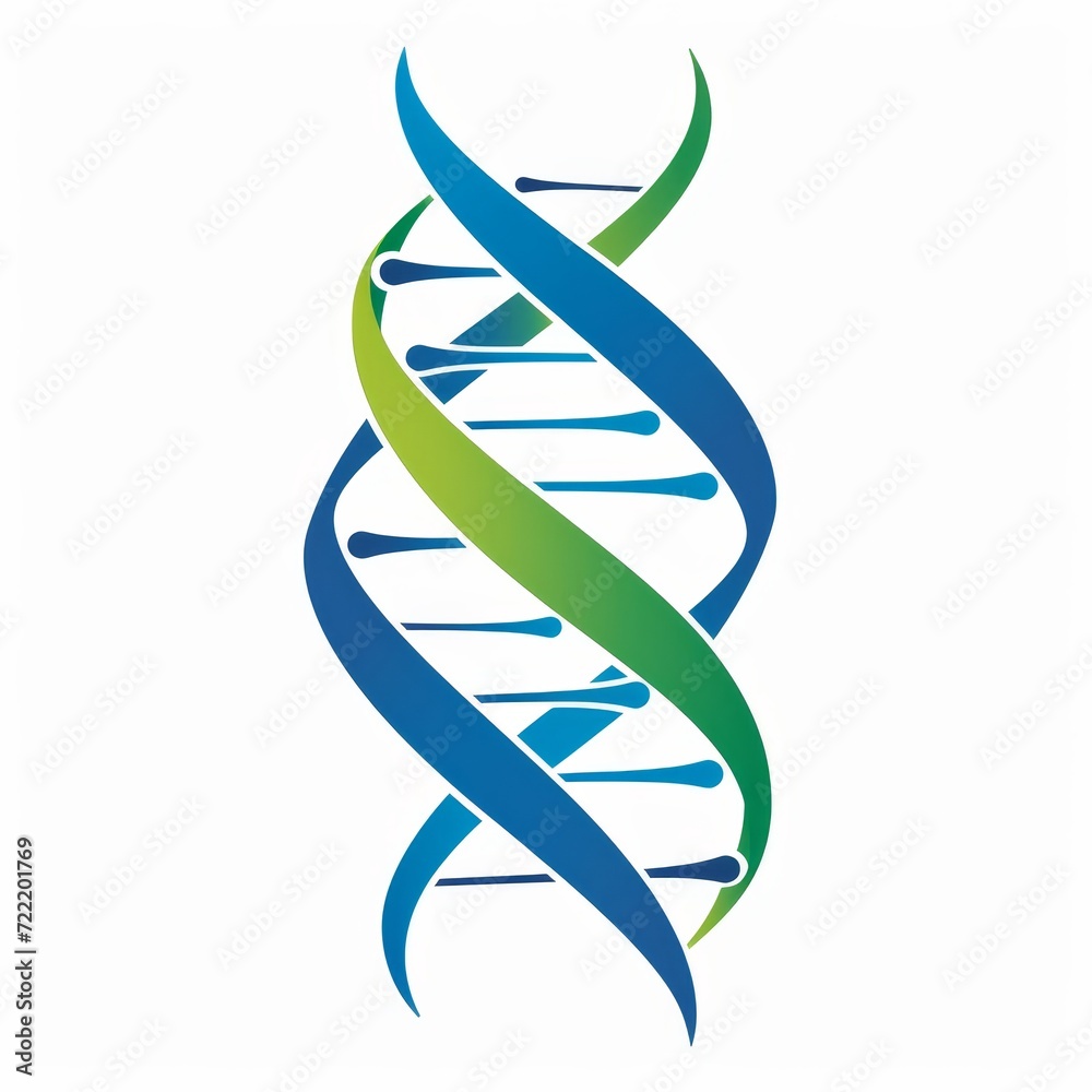 A biotech DNA strand logo, in a double helix design, with blue and ...