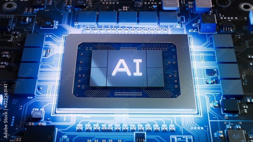Close-up of Advanced Glowing GPU Chip with AI Letters . Next-generation ...