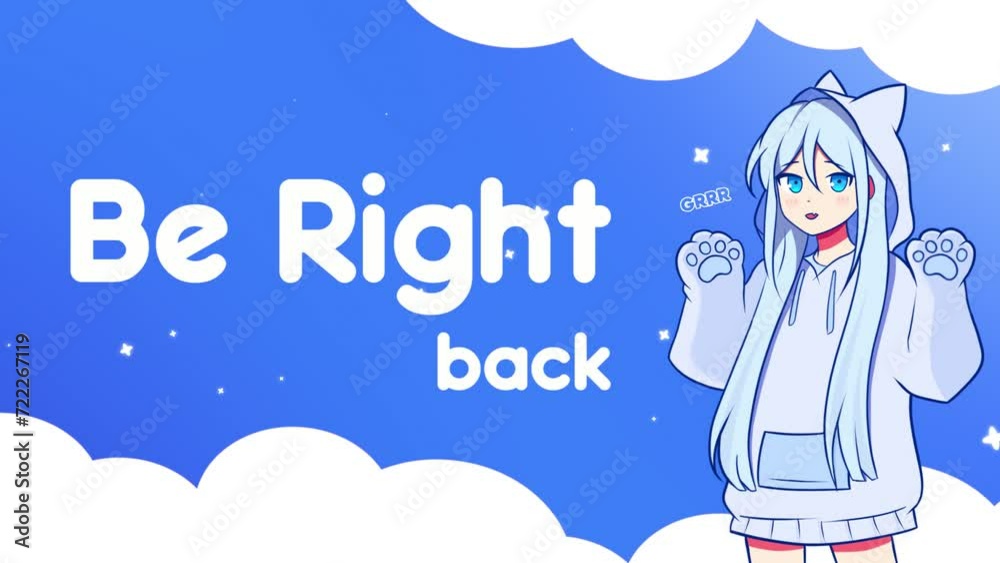 Cute Clouds BRB Pause. Animated stream overlay video loop for a ...