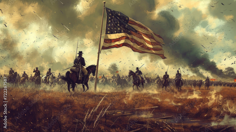 Vintage Civil War Scene, United States of America, Generative AI Stock ...