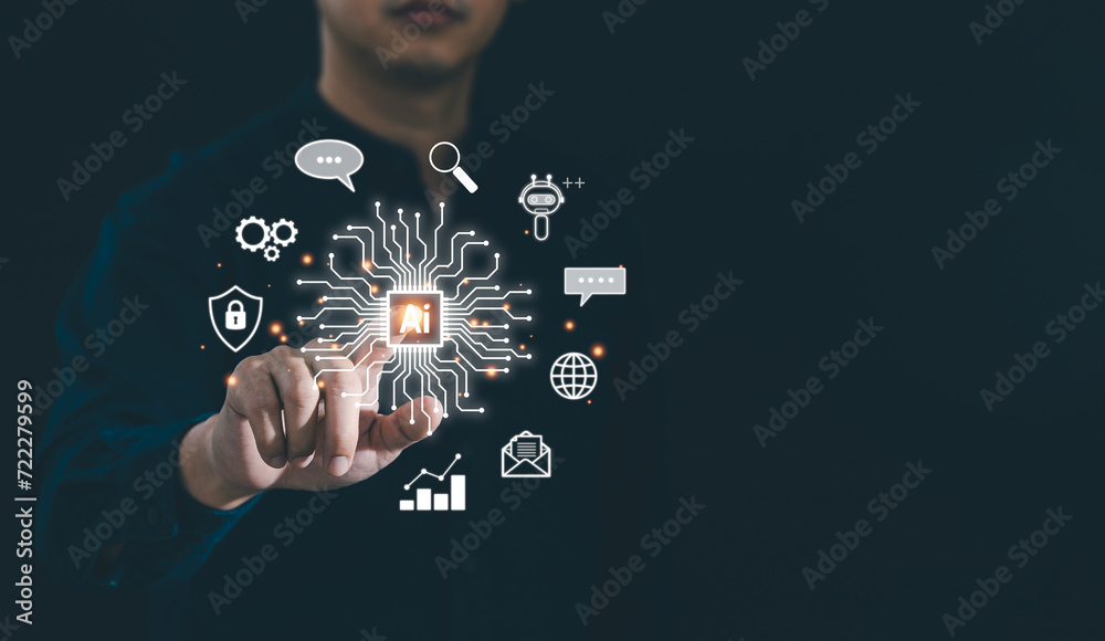 Ai technology, Artificial Intelligence concept. Businessman using AI ...