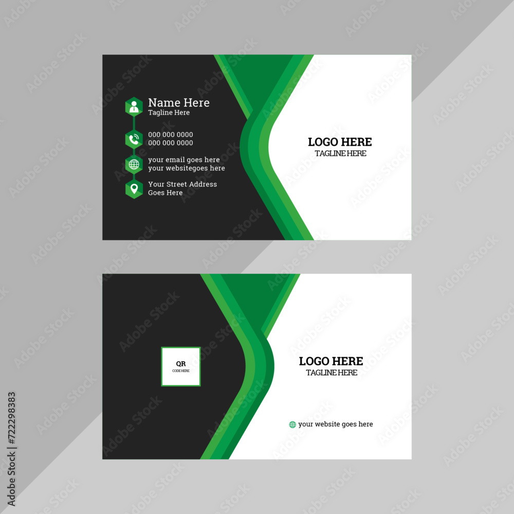 Double-sided creative business card template . Greene and Black modern ...