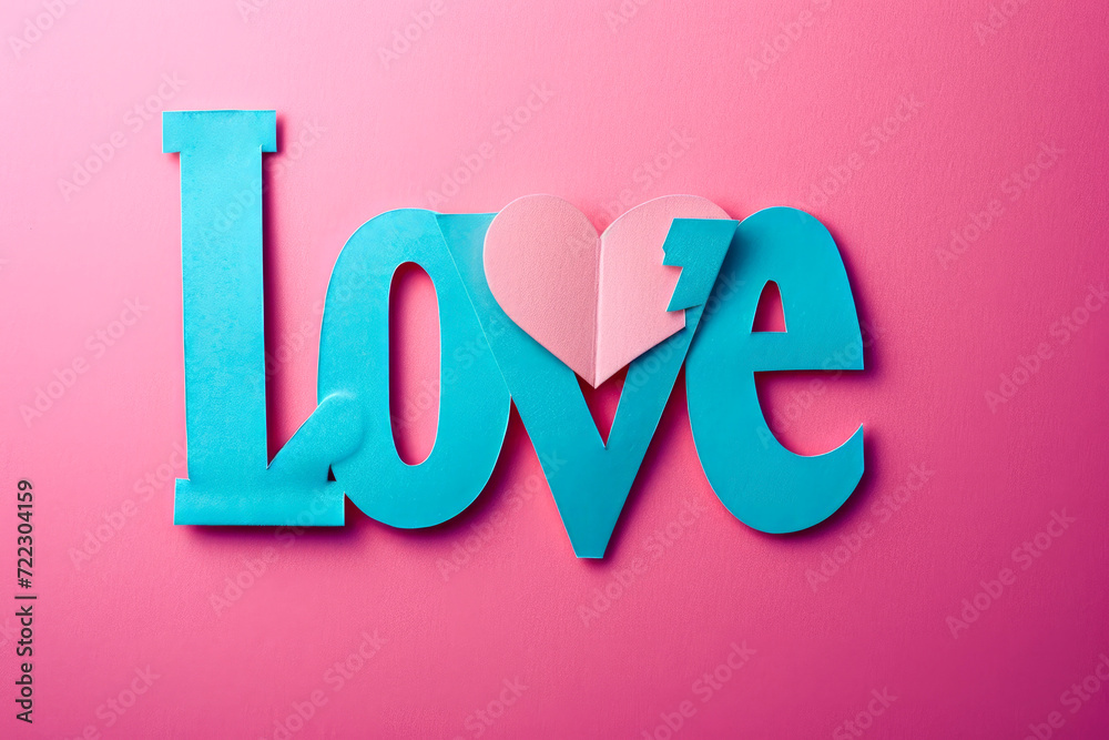 paper cut craft lettering, paper illustration of word love and small ...