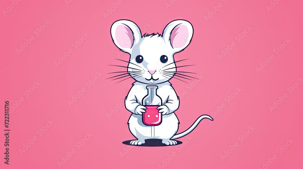 attention-grabbing icon of a laboratory rat with a white coat, red eye ...
