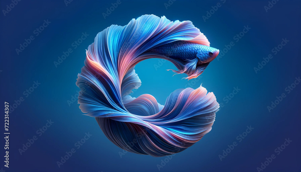 Siamese fighting fish, betta splendens isolated on blue background ...
