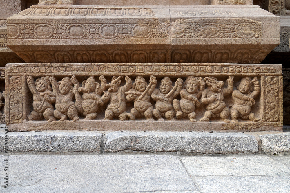 Carving of Dwarf-like Yakshas in Temple. Sandstone relief carving of ...