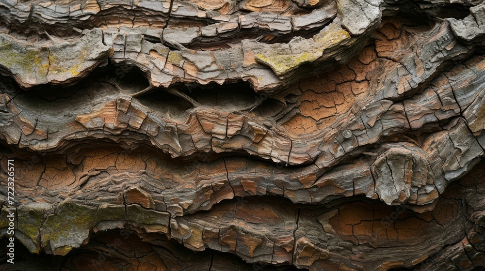 The intricate patterns of a tree's bark resemble the ancient walls of a ...