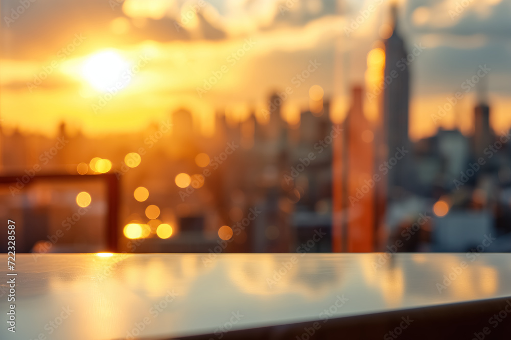 Abstract Blurry Background of The golden sunset view over a city ...