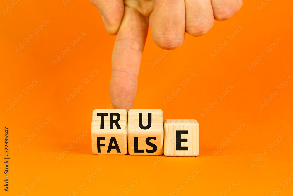 False or true symbol. Turned wooden cubes and changed the word false to ...
