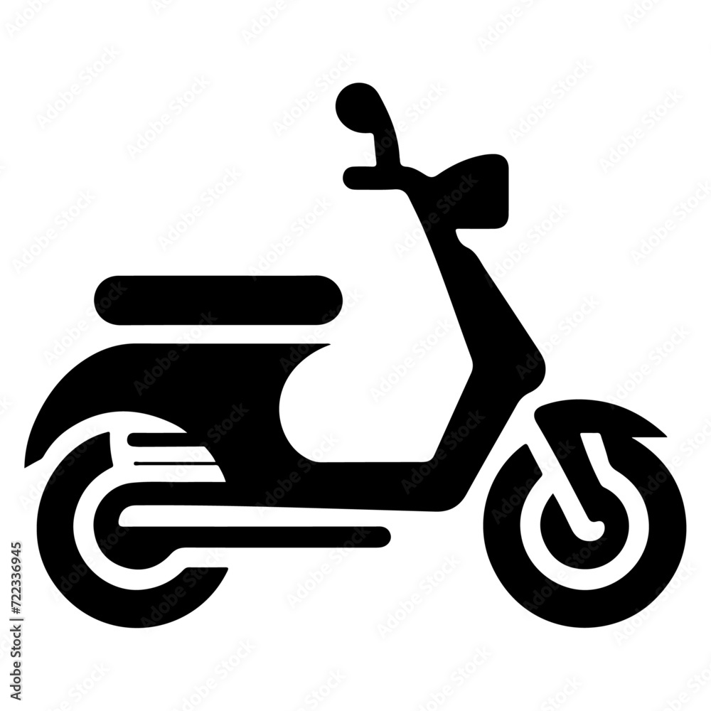 Moped icon, clipart, vector silhouette, flat style, black color ...
