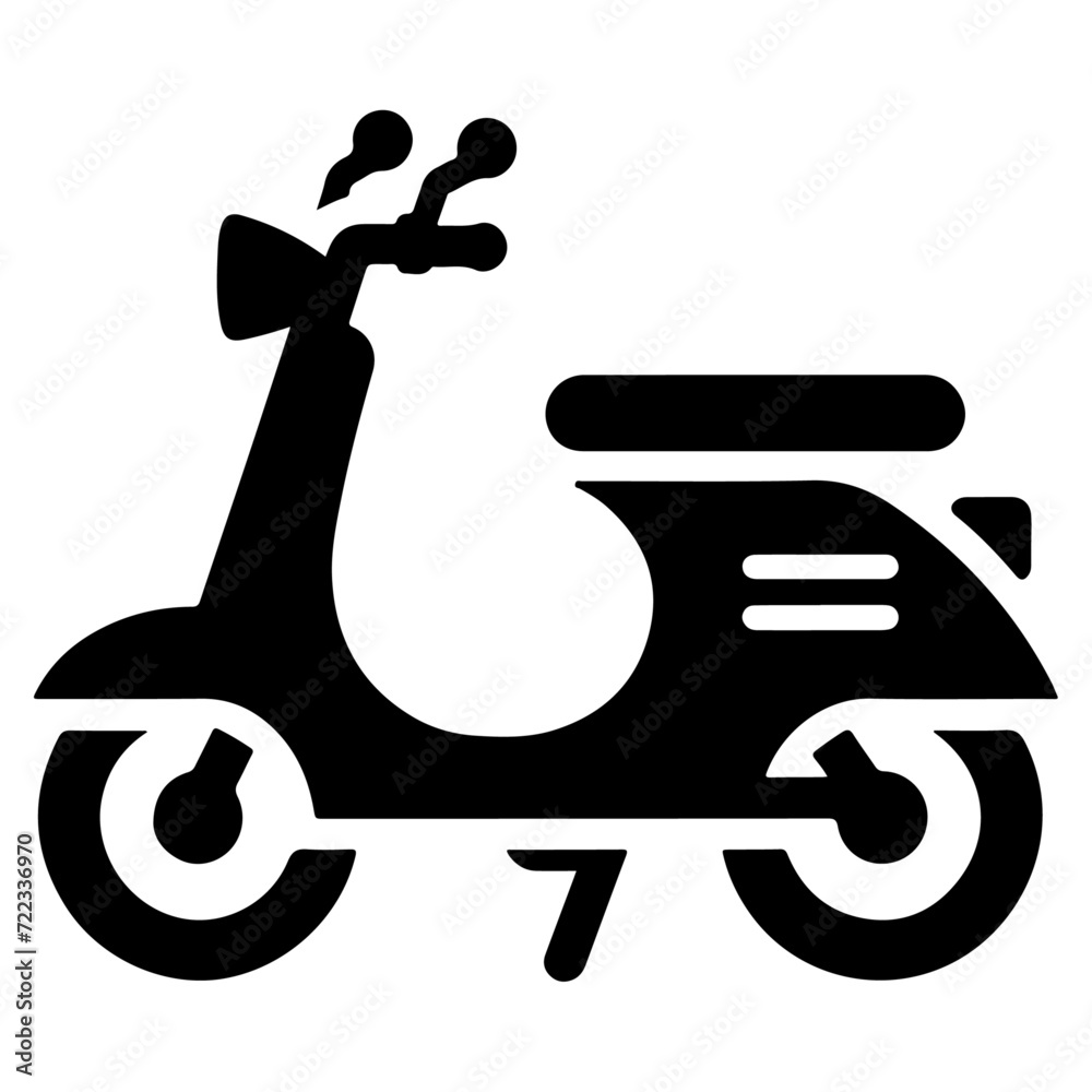 Moped icon, clipart, vector silhouette, flat style, black color ...