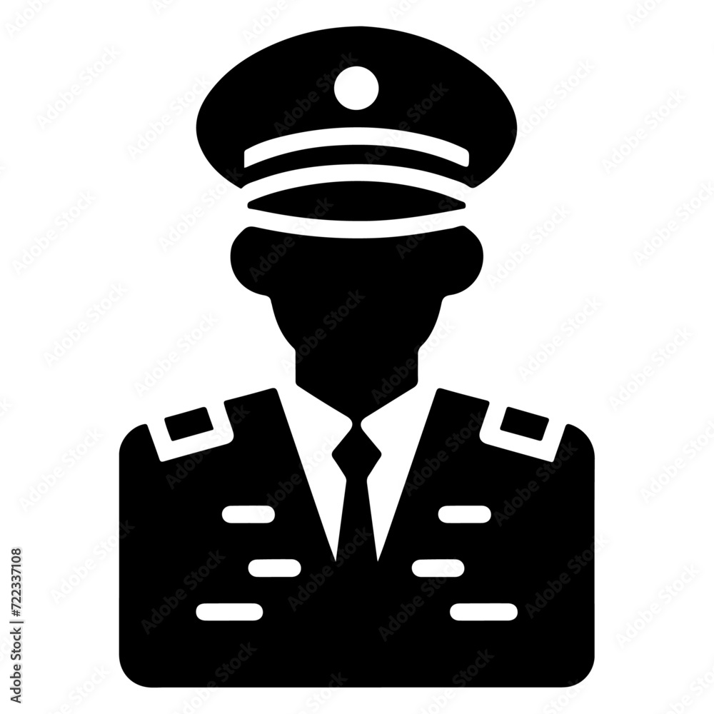 navy ship captain icon, clipart, vector silhouette, white background ...