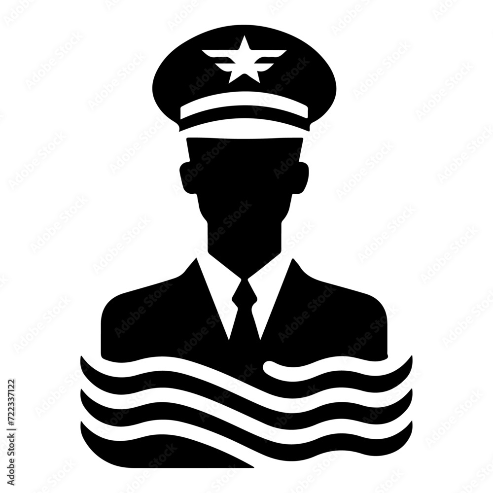 navy ship captain icon, clipart, vector silhouette, white background ...